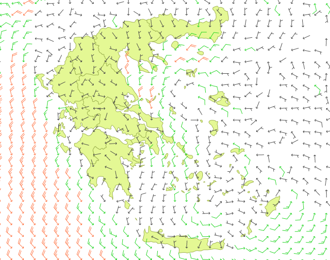 Cartes des vents en Grèce